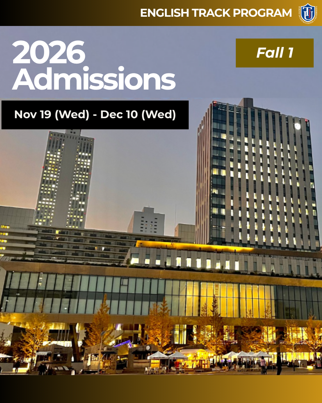 2026 Fall 1 Intake Announcement – TIU Etrack